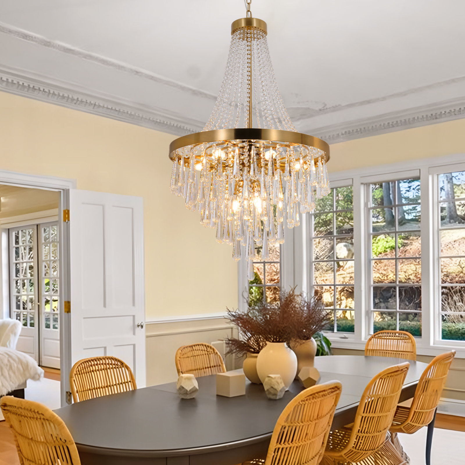 House of Hampton® Albertico 24" Empire 9 - Light Dimmable Chandelier With Hanging Chain | Wayfair